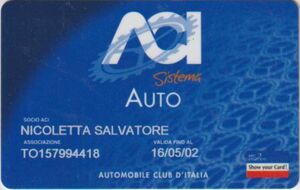 Functional Card: Aci Sistema Auto (Car Assistance and Auto Clubs, Italy ...