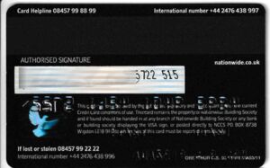 Bank Card: Nationwide Credit Card (Nationwide, United Kingdom of Great ...
