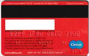 Bank Card: Abbey Cash Card (Abbey National, United Kingdom of Great ...