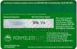 Bank Card: Lloyds TSB Airmiles Duo (Lloyds TSB, United Kingdom of Great ...