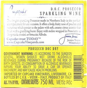 Drink Label: Cupcake Prosecco (C.V.B., ItalyCol:IT-SPARW-000033