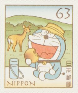 Stamp: Doraemon Having a Picnic With a Deer (Japan) (Greetings ...
