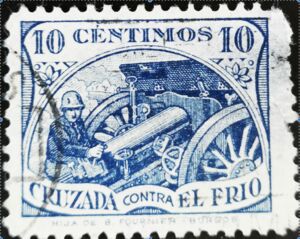 Stamp: Cruzada contra el frio artillery in frost (Spain, Civil War ...