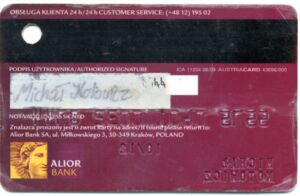 Bank Card: Alior pay-pass (Alior Bank, PolandCol:PL-MC-0580
