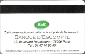 Bank Card: Banque D'Escompte (Banque D'Escompte, FranceCol:FR-GM-0087