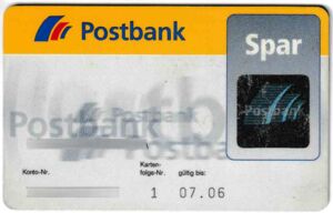 Bank Card: Postbank SparCard (Postbank, Germany, Federal RepublicCol:DE ...