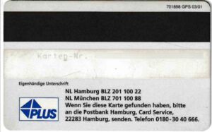 Bank Card: Postbank SparCard (Postbank, Germany, Federal RepublicCol:DE ...