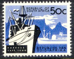 Stamp: Cape Town Harbour (South Africa(Country themes - Wmk. coat of ...