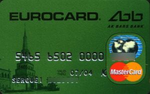Bank Card: Eurocard Green (AK BARS Bank, RussiaCol:RU-MC-2334