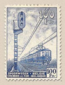 Stamp: Railway Stamp: Electric Train and Signal (Belgium(Railway - The ...