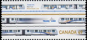 Stamp: TransLink, SkyTrain, Millennium Line (Canada(Urban transit and ...