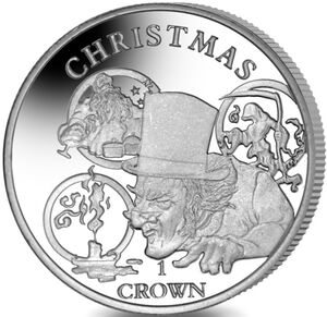 Coin: 1 Crown (Scroogie) (Ascension Island) (Christmas)