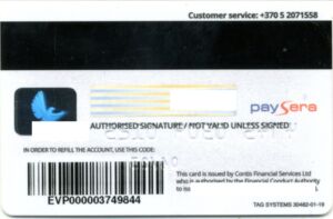 Bank Card: Paysera (Contis Financial Services Ltd., LithuaniaCol:LT-VI-0011