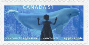 Stamp: Child viewing Beluga (Delphinapterus leucus) (CanadaMi:CA 2341 ...