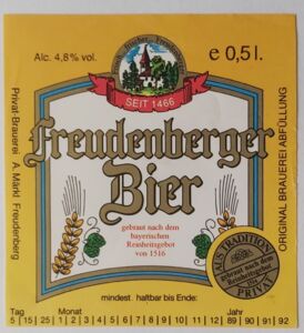 Drink Label: Freudenberger Bier (Privat-Brauerei Alwin Märkl, Germany ...