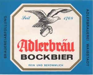 Drink Label: Adlerbräu Bockbier (Adler Brauerei Waibstadt, Germany ...