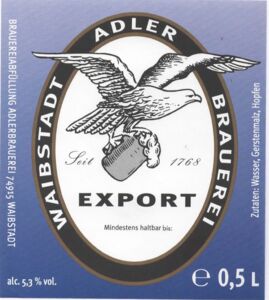 Drink Label: Adler Brauerei Export (Adler Brauerei Waibstadt, Germany ...