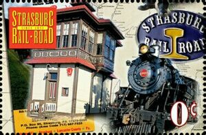 Stamp: Strasburg Railroad Signal Box and loco (United States of America ...