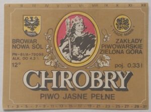 Flaschenetikett: Chrobry Piwo Jasne Pelne (Browar Nowa Sól, PolenCol:PL-BEER-010382