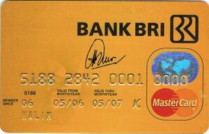 Bank Card: Bank BRI (BRI (Indonesia), IndonesiaCol:ID-MC-0102