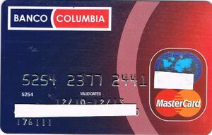 Bank Card: Banco Columbia (Banco Columbia, ArgentinaCol:AR-MC-0003.02