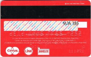 Bank Card: Banco Columbia (Banco Columbia, ArgentinaCol:AR-MC-0003.02