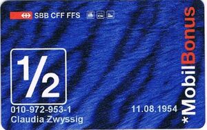 Functional Card: SBB CFF FFS - MobilBonus - Half Subscription - 3 years ...