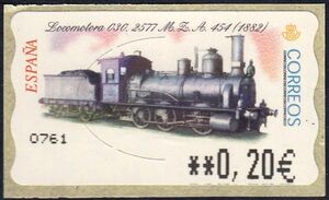 Stamp: Locomotive Hartmann 030-2577, M.Z.A. 454 (1882) (Spain(Historic ...