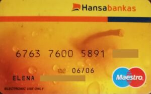 Bank Card: Apple (Hansabankas, LithuaniaCol:LT-MS-0022.02