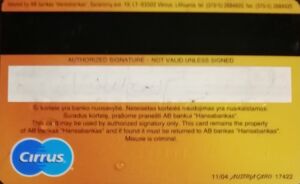Bank Card: Apple (Hansabankas, LithuaniaCol:LT-MS-0022.02