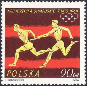 Stamp: Relay Race (Poland(Summer Olympic Games 1964 - Tokyo) Mi:PL 1517 ...