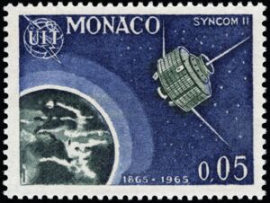 Stamp: Satellite "Syncom II", Globe (Monaco(Centenary of International ...