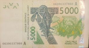 Banknote: 5,000 Francs CFA (West African States(A for Cote D'Ivoire ...