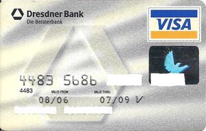 Bank Card: Dresdner Bank VISA-Card (Dresdner Bank, Germany, Federal ...