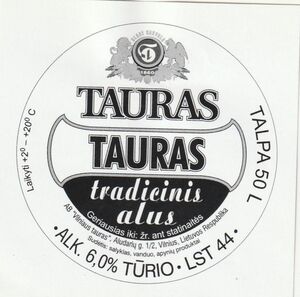 Drink Label: Tauras tauras (Vilniaus Alus, LithuaniaCol:LT-BEER-000698 🏷️