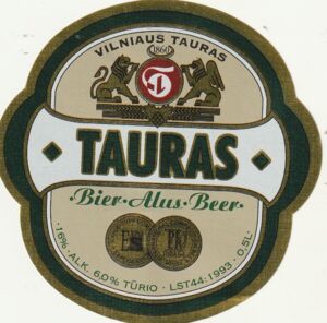 Drink Label: Tauras (Vilniaus Alus, LithuaniaCol:LT-BEER-000707