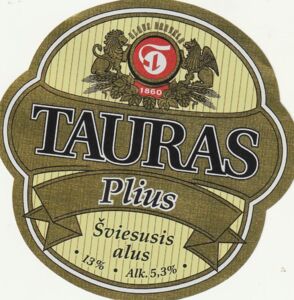 Drink Label: Tauras plius (Vilniaus Alus, LithuaniaCol:LT-BEER-000714