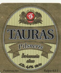 Drink Label: Tauras Pilsneris (Vilniaus Alus, LithuaniaCol:LT-BEER-000733