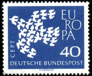 Stamp: 19 Doves, Arranged as a Flying Dove (Germany, Federal Republic ...