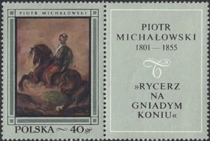 Stamp: Knight on Bay Horse, by Piotr Michalowski, Label Right (Poland ...