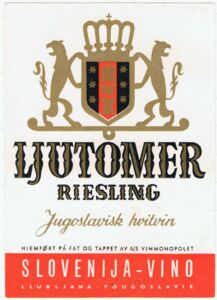 Drink Label: Ljutomer Riesling (Vinmonopolet, NorwayCol:NO-WINE-000024