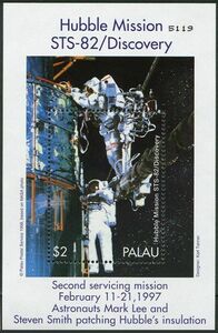 Stamp: Hubble Mission STS-82/Discovery (Palau) (Hubble Space Telescope) Mi:PW BL65,Yt:PW BF64,Sg ...