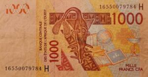 Banknote: 1,000 Francs CFA (West African States(H for Niger) Wor:P-615 Hp