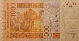 Banknote: 1,000 Francs CFA (West African States(H for Niger) Wor:P-615 Hp