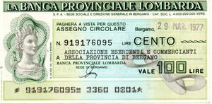 Banknote: 100 Lire (Italy(1975-1978 Emergency Issues - Miniassegni) Fra ...