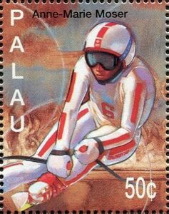 Stamp: Anne-Marie Moser (Palau(100 years of the IOC: Gold medalist) Mi ...
