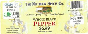 Food Label: Whole Black Pepper (Nutmeg Spice Co., United States of ...