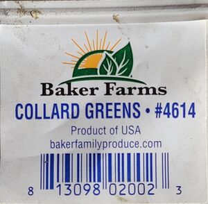 Fruit Sticker: Baker Farms Collard Greens #4614 (United States of ...