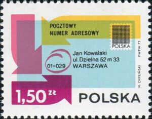 Stamp: Envelope showing Postal Code (PolandMi:PL 2246,Sn:PL 1970,Yt:PL ...