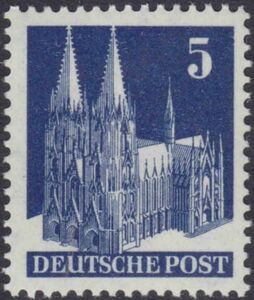 Stamp: Cologne Cathedral (Germany, American-British Occ. (Bizone ...